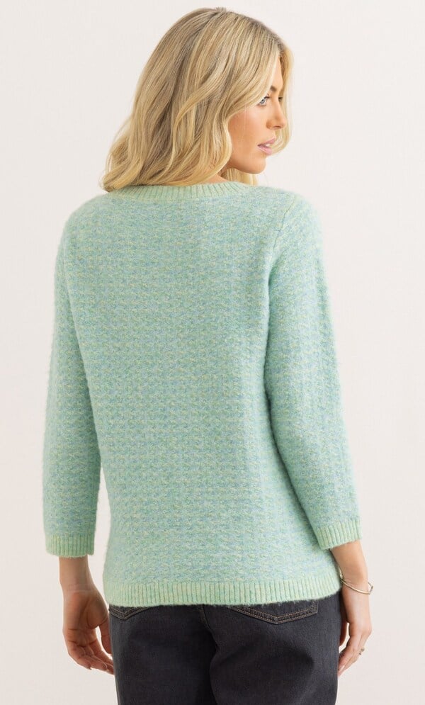 Textured Soft Knit Jumper in Green | Klass