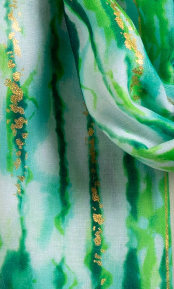 Abstract Print Scarf in Green | Klass