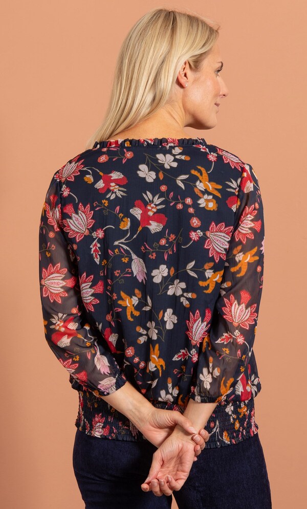 Floral Print Chiffon Top in Multi | Klass