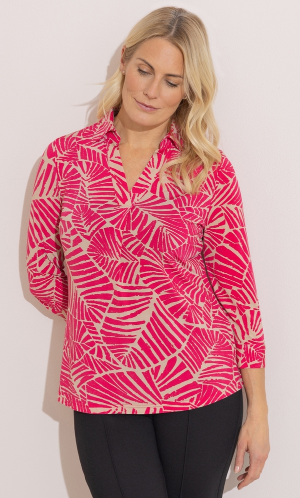 Anna Rose Printed Jersey Top in Pink | Klass