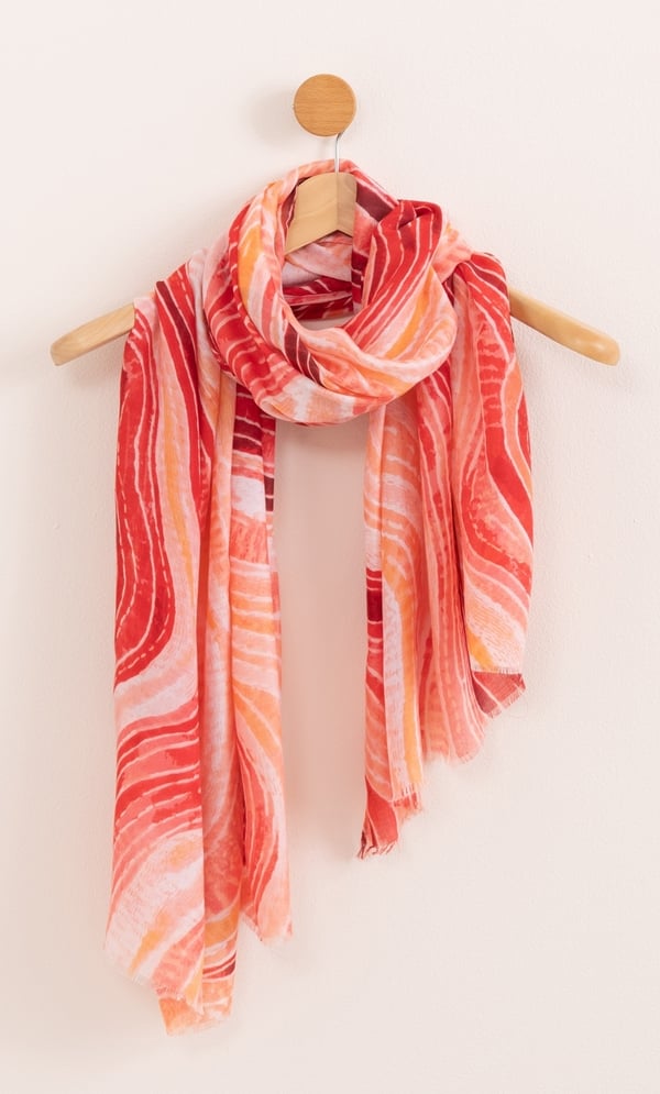 Lightweight Abstract Print Scarf in Pink | Klass