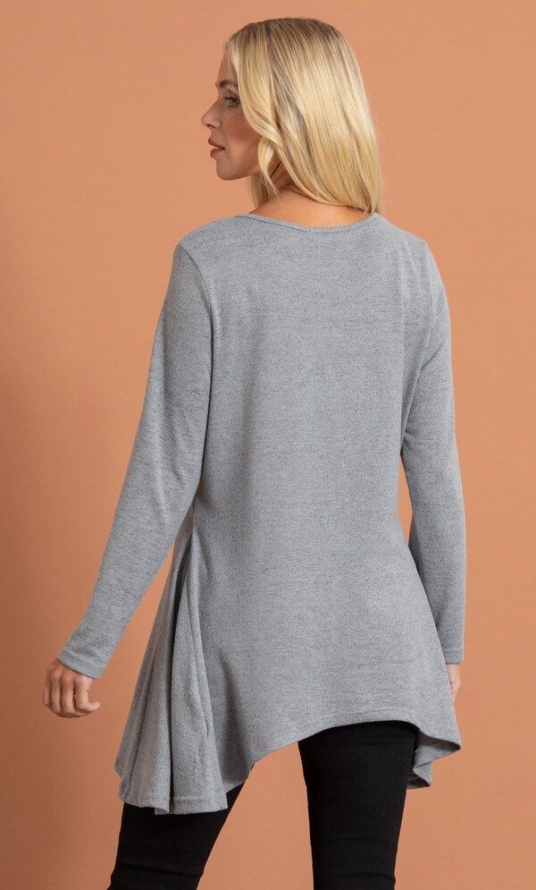 Sparkle Star Dip Hem Knitted Tunic Top in Grey | Klass