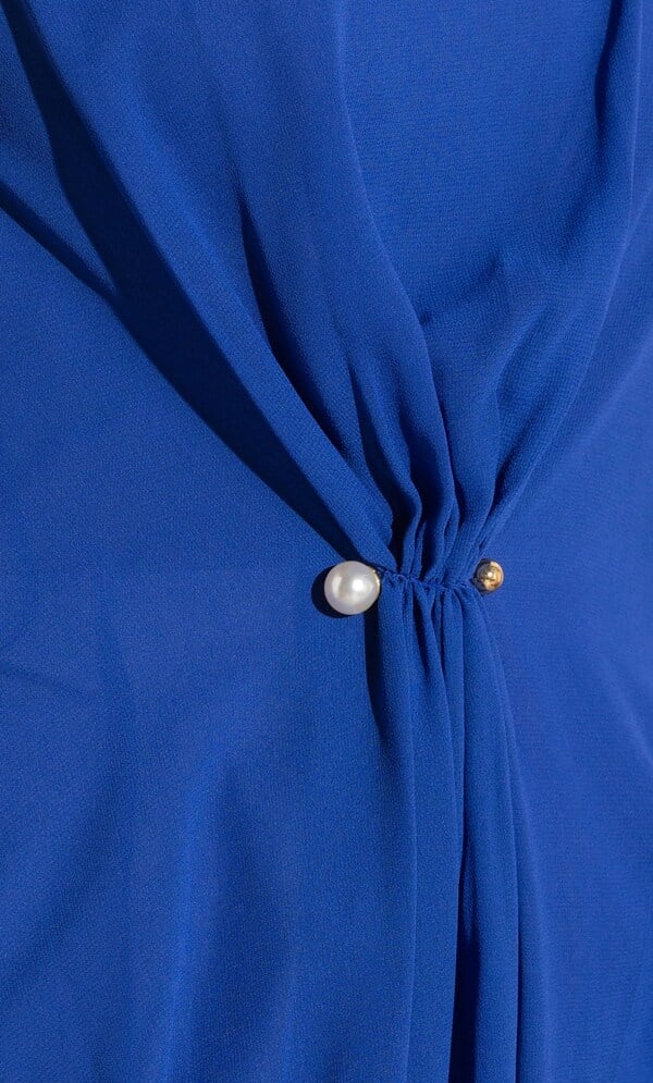 Layered Chiffon Drape Top in Blue | Klass