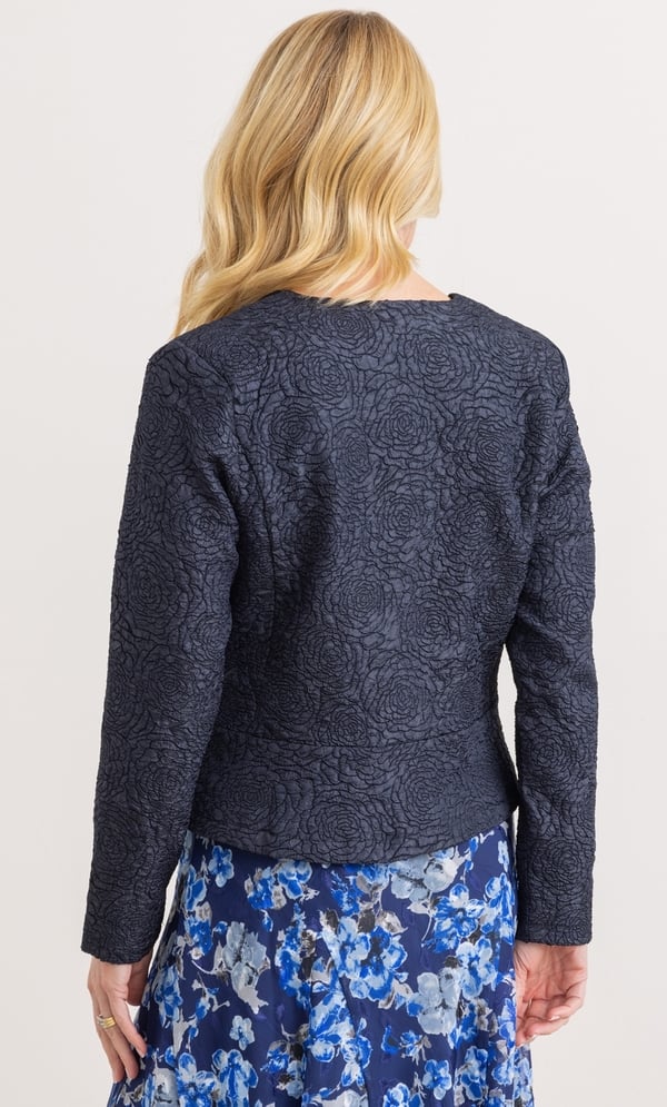 Anna Rose Jacquard Peplum Jacket in Blue | Klass