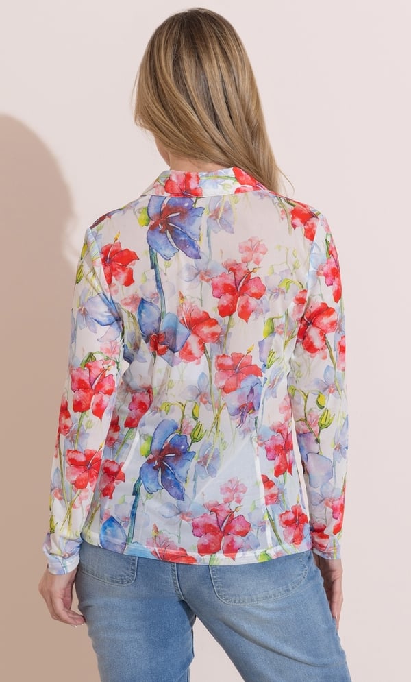Floral Mesh Blouse in White | Klass