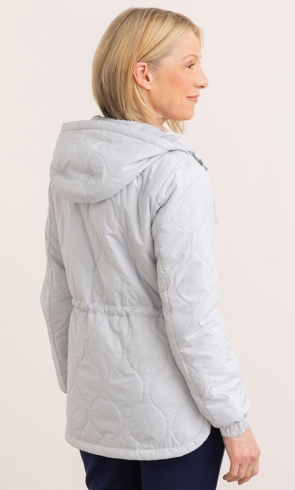 Anna Rose Quilted Hooded Jacket in Grey | Klass