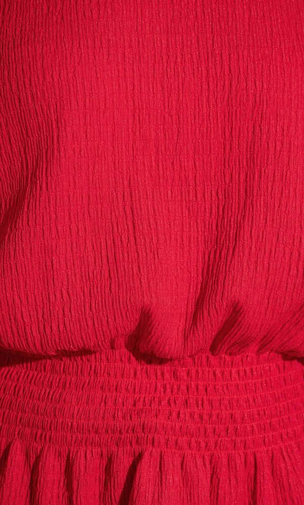Shirred Drop Waist Top in Red | Klass