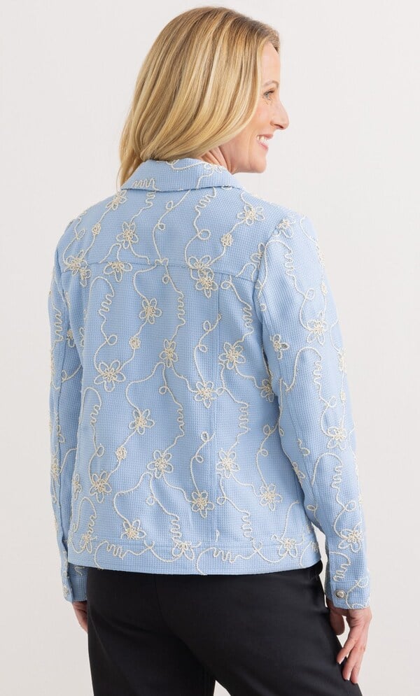 Anna Rose Embroidered Shimmer Jacket in Blue | Klass
