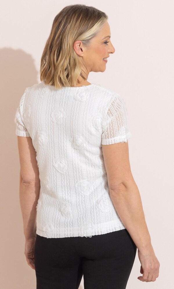 Anna Rose Crochet Floral Top in White | Klass
