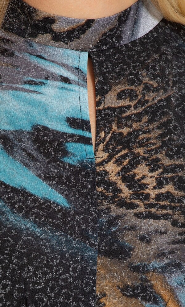 Animal Print High Neck Top in Brown | Klass