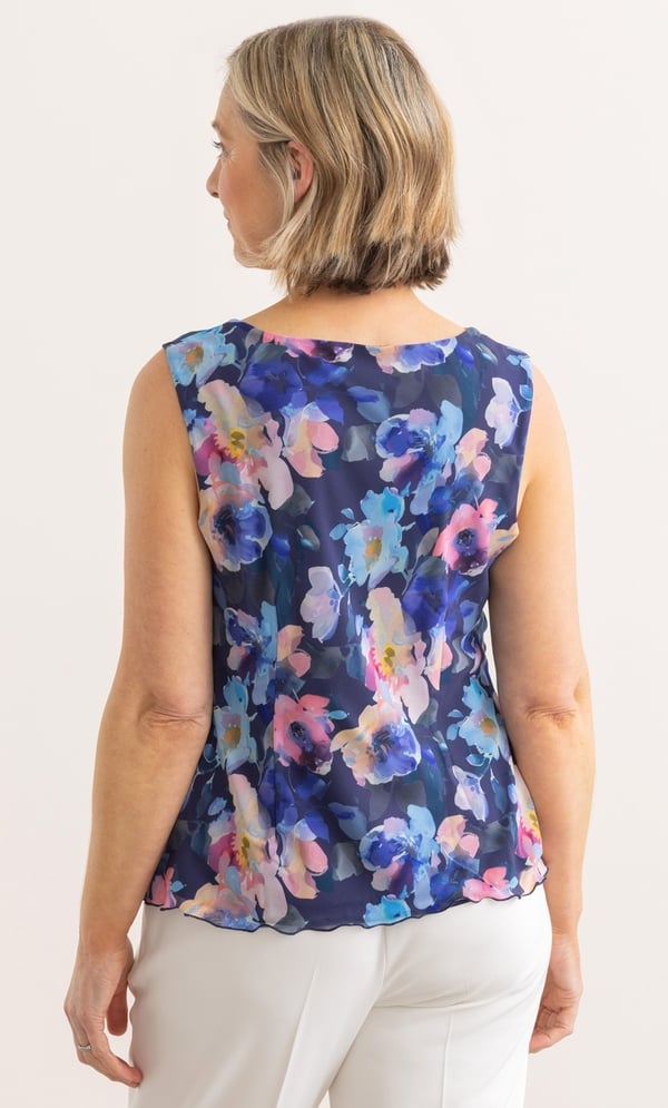 Anna Rose Bouquet Printed Top in Blue | Klass