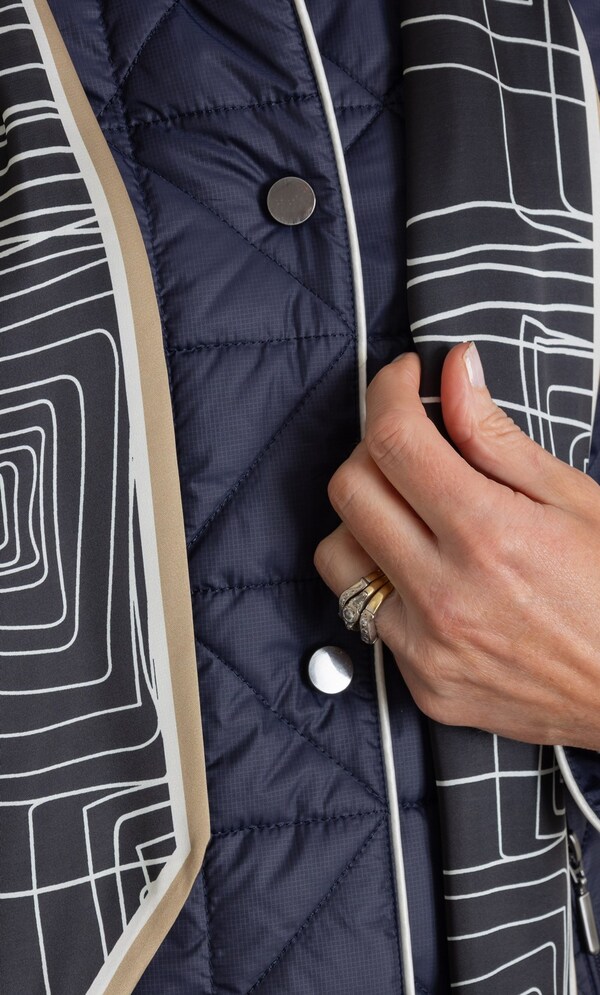 Anna Rose Scarf Trim Jacket in Blue | Klass
