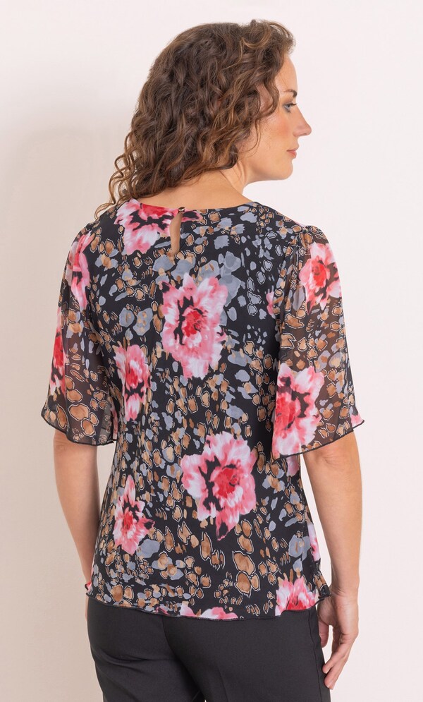 Anna Rose Floral Bias Cut Top in Black | Klass