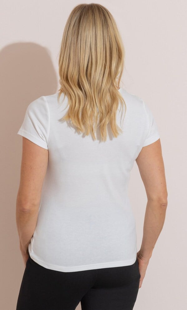 Anna Rose Beaded Applique T-shirt in White | Klass