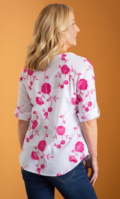 Anna Rose Embroidered Cotton Top in Multi | Klass