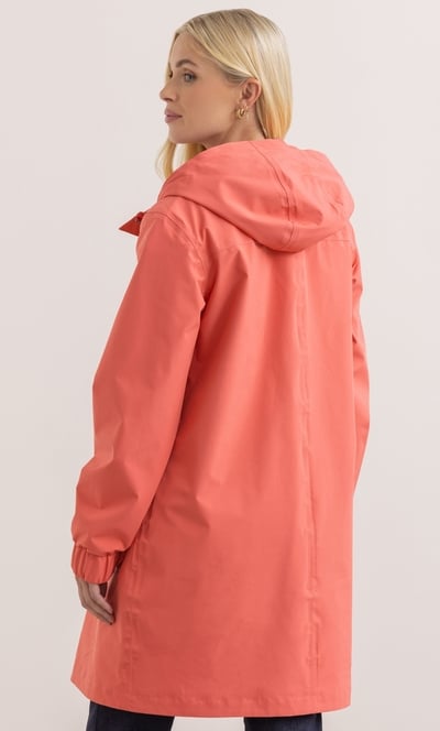 Hooded Waterproof Raincoat in Orange | Klass