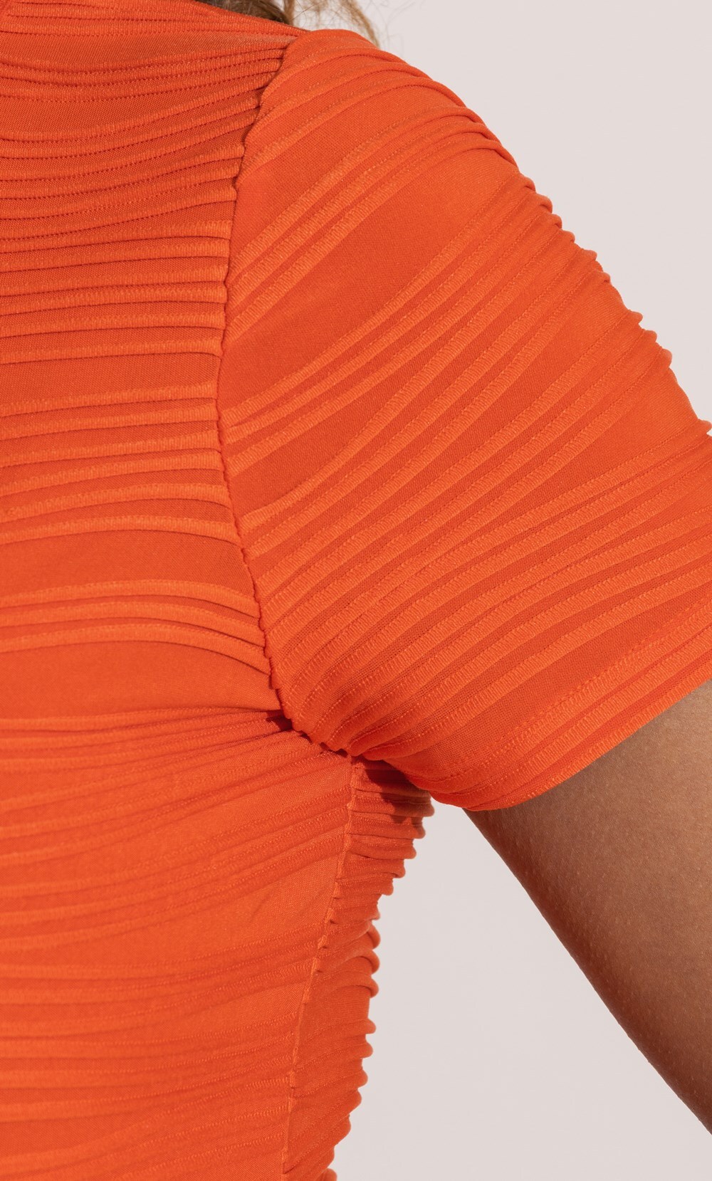 Anna Rose Textured Wave Design T-Shirt in Orange | Klass