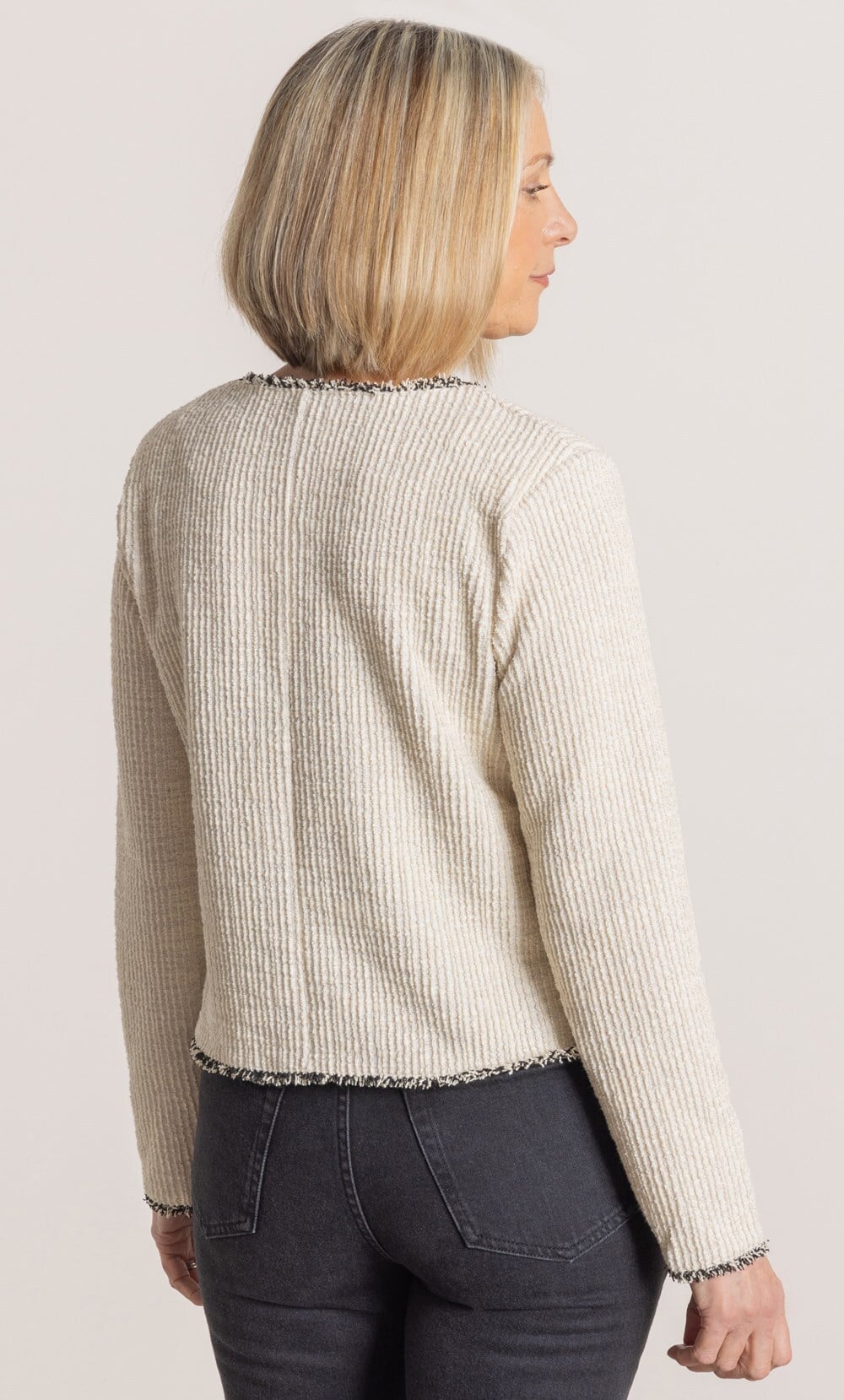 Anna Rose Shimmer Knitted jacket in White | Klass