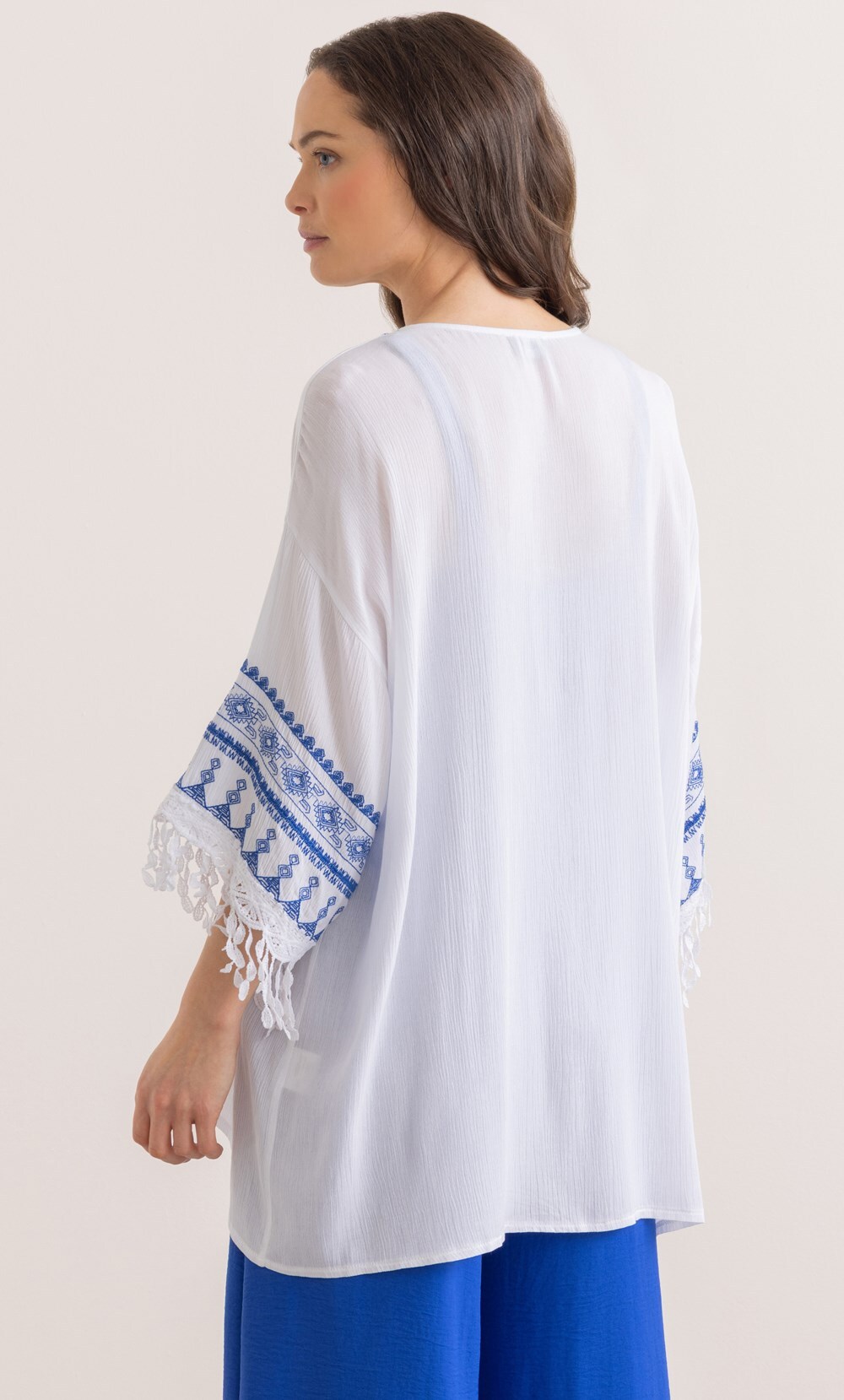 Embroidered Edge To Edge Cover Up in White | Klass