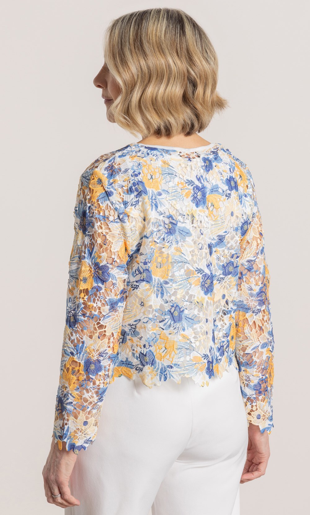 Anna Rose Open Front Floral Lace Cover Up in White | Klass