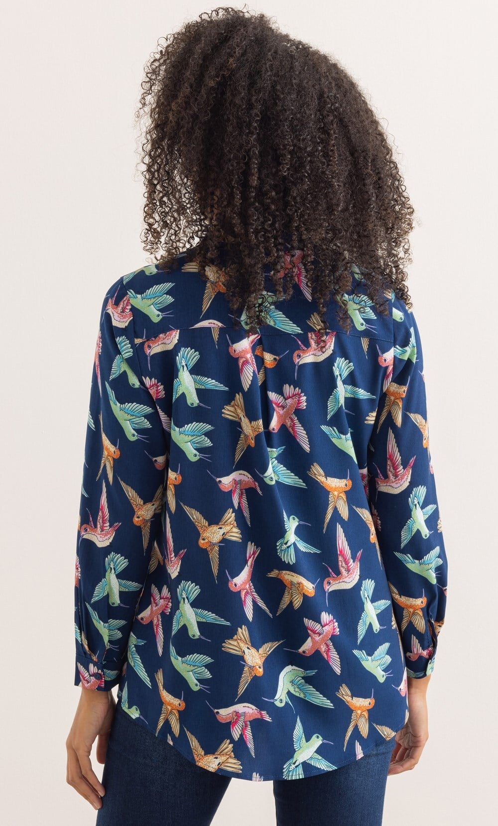 Humming Bird Printed Shirt in Blue | Klass