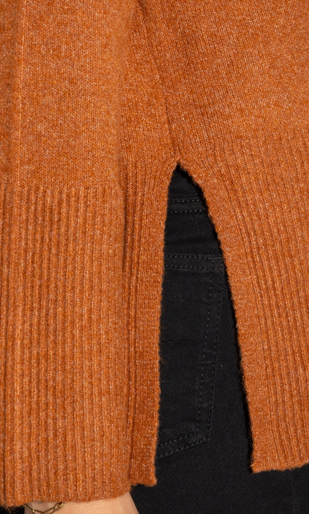 Oversized Knitted Polar Neck Jumper in Brown | Klass