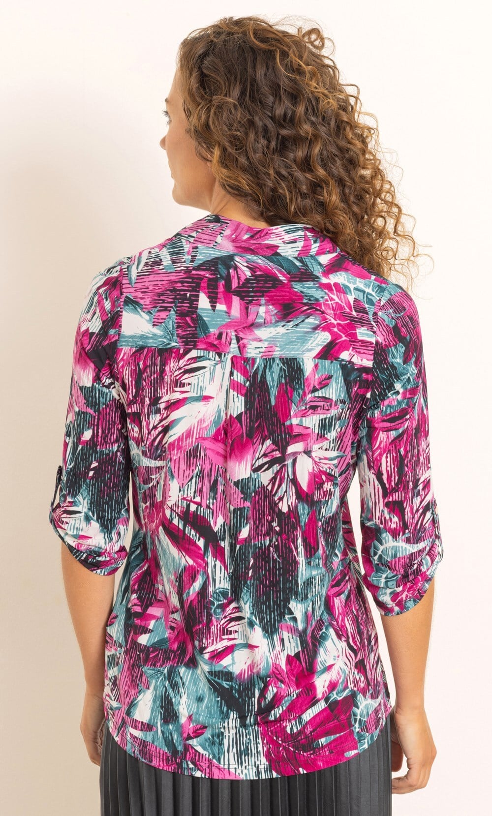 Anna Rose Botanical Print Blouse Shirt in Pink | Klass