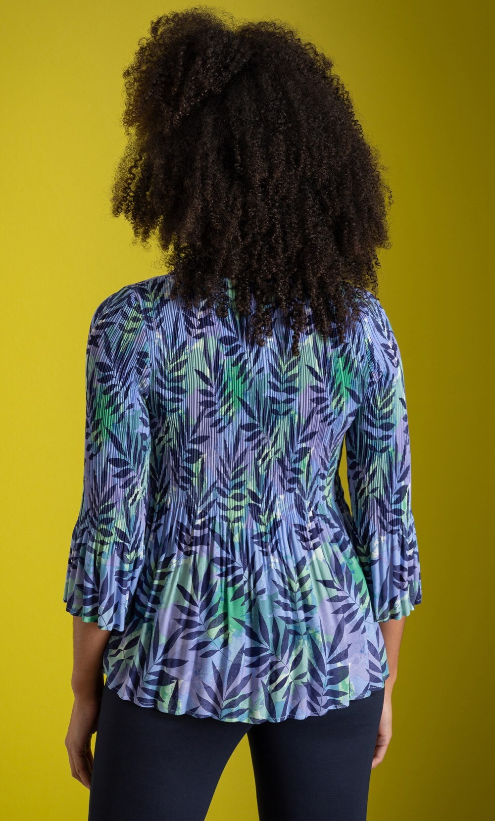 Leaf Print Pleated Top in Multi | Klass