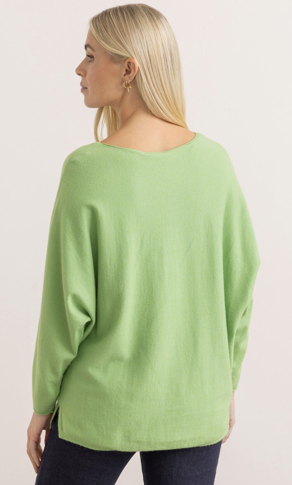 Batwing Knitted Jumper in Green | Klass