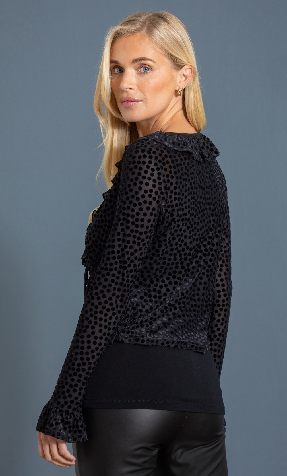 Velour Spot Mesh Cover Up in Black | Klass